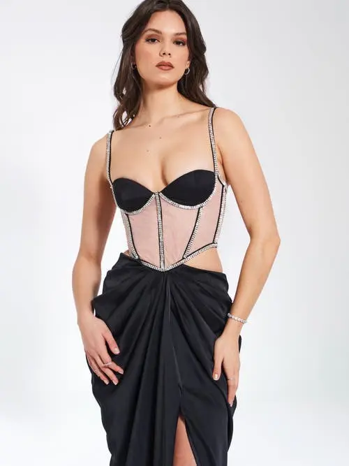 MISS CIRCLE NEW YORK Cadence Satin Corset Gown