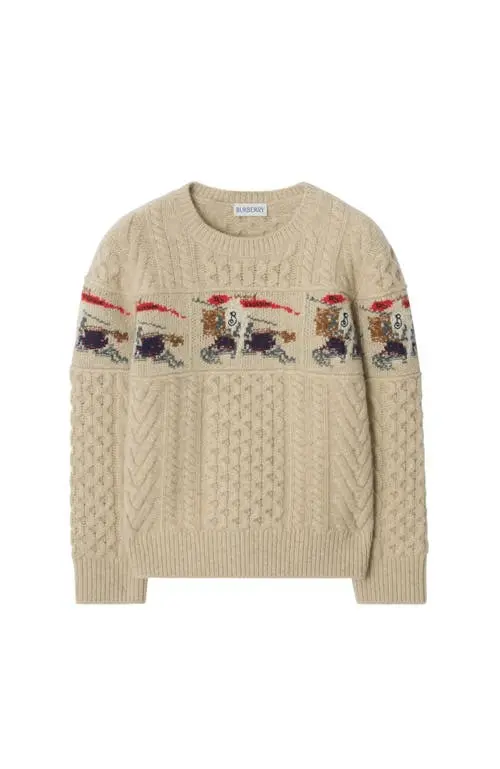 Burberry Aran Knit Wool Cashmere Sweater