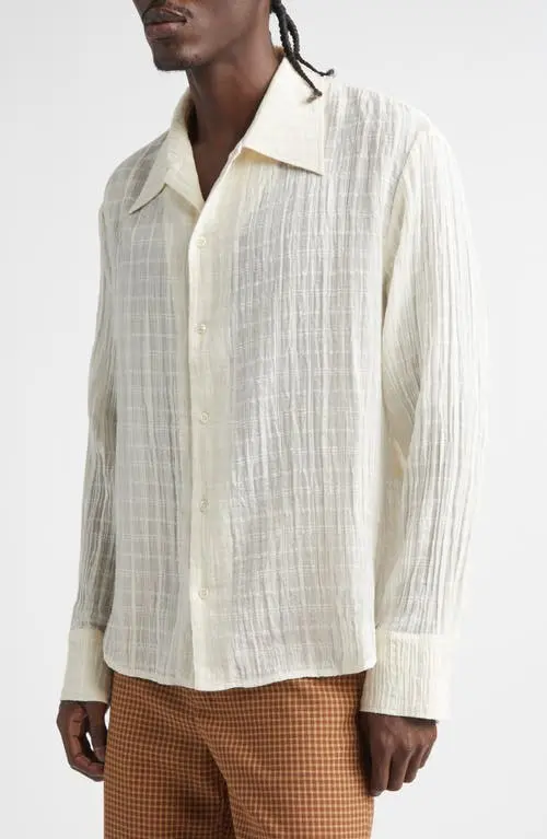Séfr Ignacio Check Cotton Button-up Shirt - Cloud White Check