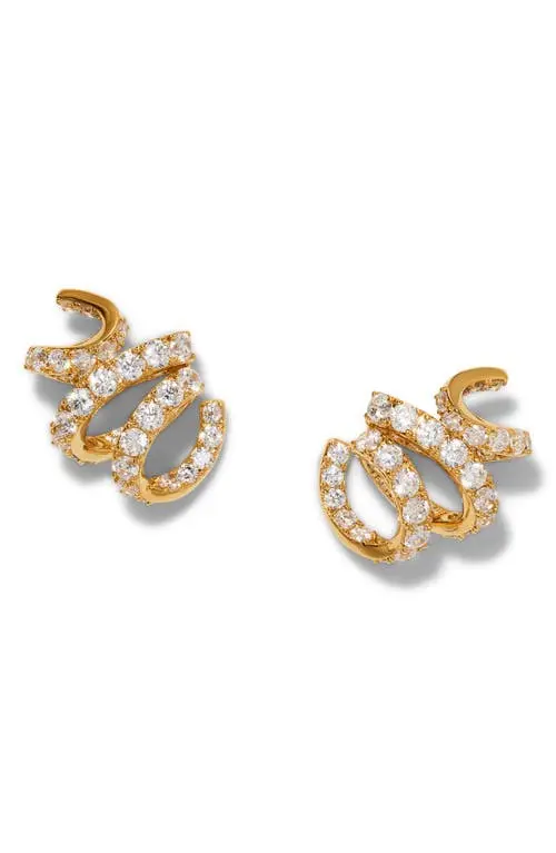 Nadri Bonne Anne Cubic Zirconia Ribbon Stud Earrings - Gold