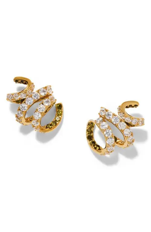 Nadri Bonne Anne Cubic Zirconia Ribbon Stud Earrings - Gold/green
