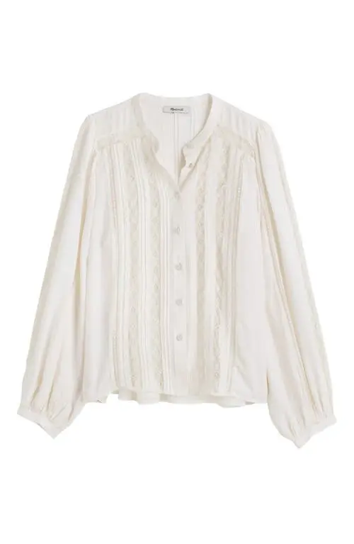 Madewell Lace Inset Long Sleeve Button-up Top