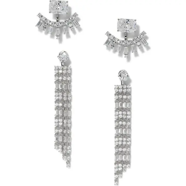 Nadri Bonne Anne Cubic Zirconia Earrings Set - Rhodium