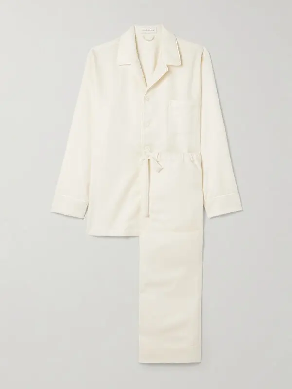 Olivia Von Halle Vanderbilt Cashmere Pajama Set - Neutrals