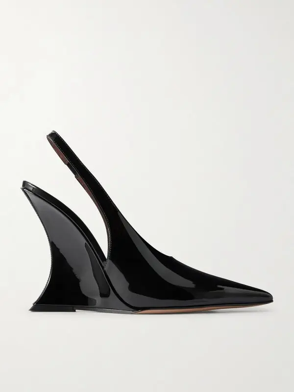 Paris Texas Nina 105 Patent Leather Slingback Pumps - Black