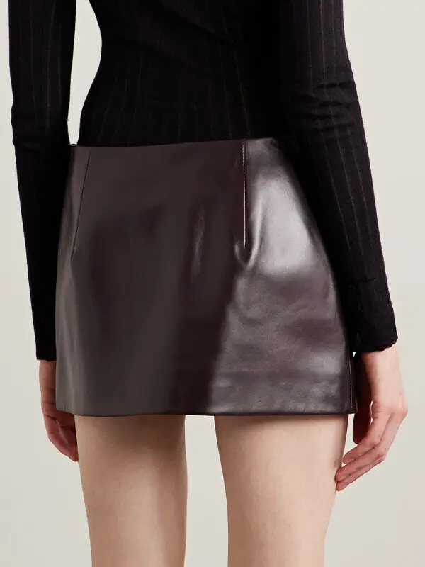 Khaite Jett Leather Mini Skirt - Brown