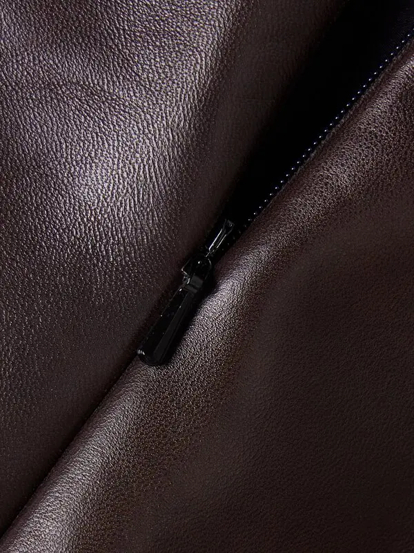 Khaite Jett Leather Mini Skirt - Brown