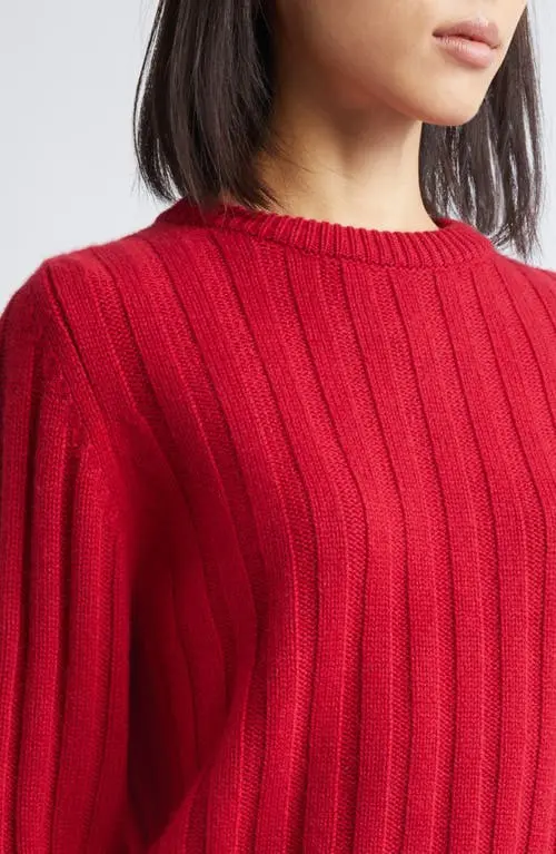 Johnstons Of Elgin Lecht Cashmere Ribbed Crewneck Sweater - Claret