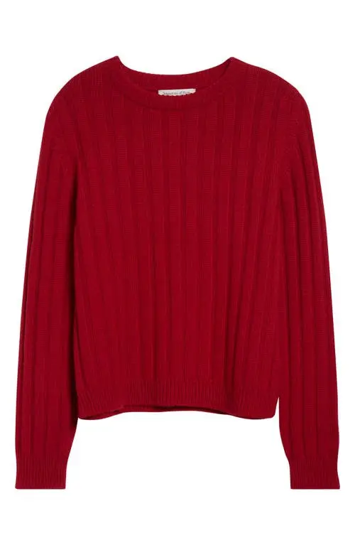 Johnstons Of Elgin Lecht Cashmere Ribbed Crewneck Sweater - Claret