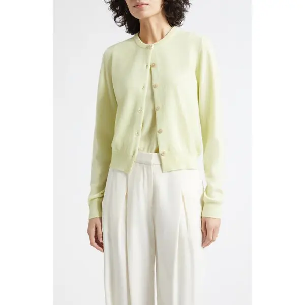 Johnstons Of Elgin Iris Cashmere Crewneck Cardigan - Citron