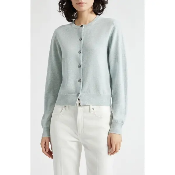 Johnstons Of Elgin Iris Cashmere Crewneck Cardigan - Lunan Mint