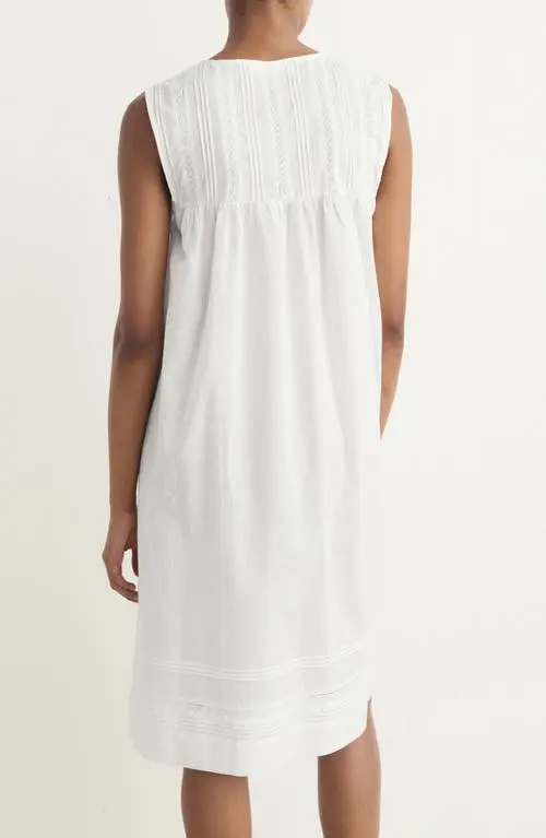 Mango Pintuck Accent Sleeveless Cotton Nightgown