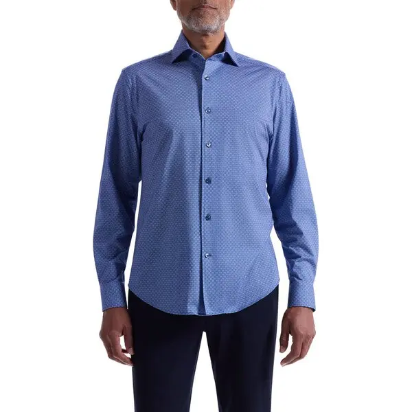 Bugatchi Devon Ooohcotton® Mosaic Print Button-up Shirt - Thistle