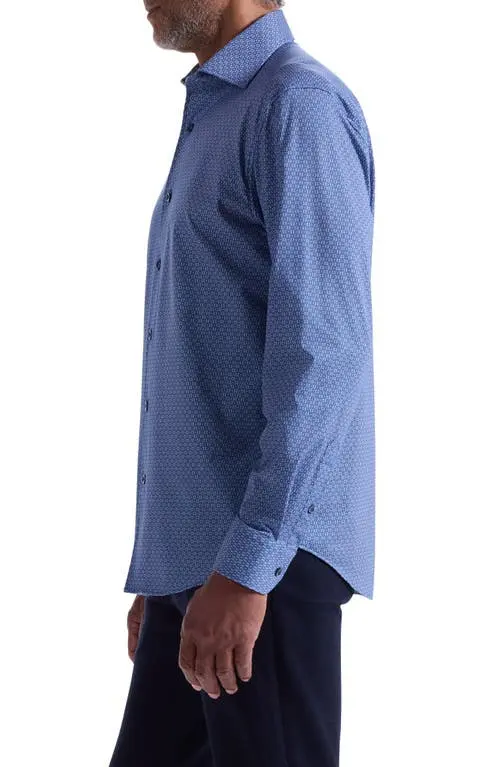 Bugatchi Devon Ooohcotton® Mosaic Print Button-up Shirt - Thistle