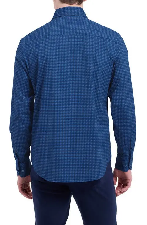 Bugatchi Devon Ooohcotton® Geo Print Button-up Shirt - Night Blue