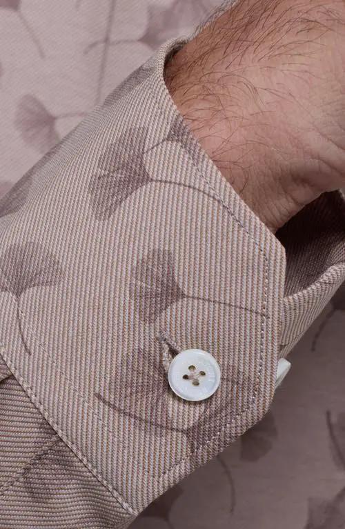 Bugatchi James Ooohcotton® Floral Twill Button-up Shirt - Sand
