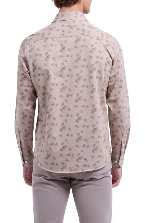 Bugatchi James Ooohcotton® Floral Twill Button-up Shirt - Sand