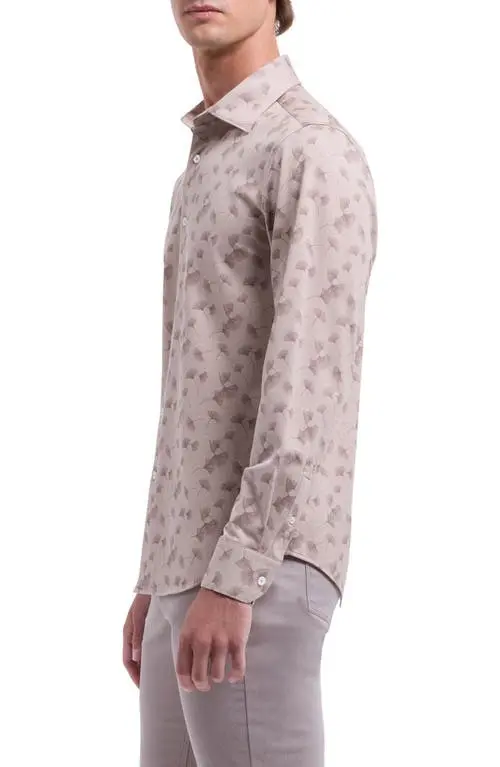 Bugatchi James Ooohcotton® Floral Twill Button-up Shirt - Sand