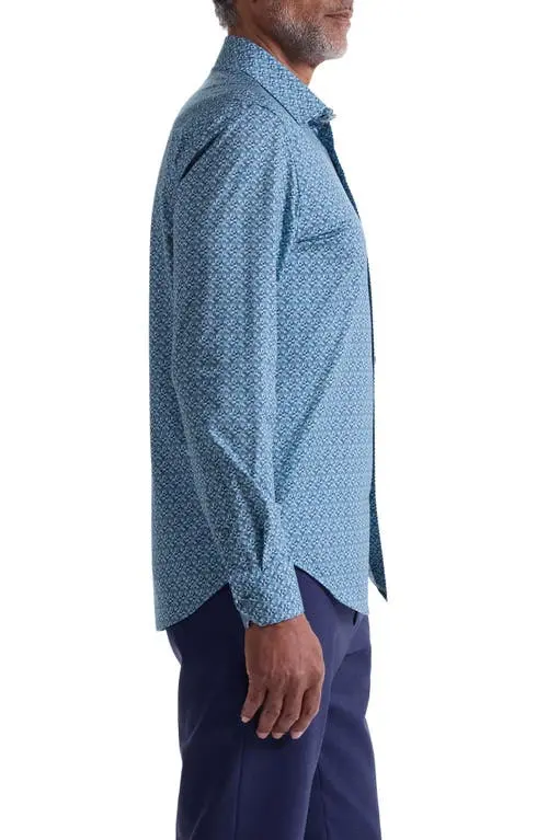 Bugatchi James Ooohcotton® Optical Illusion Print Button-up Shirt - Teal