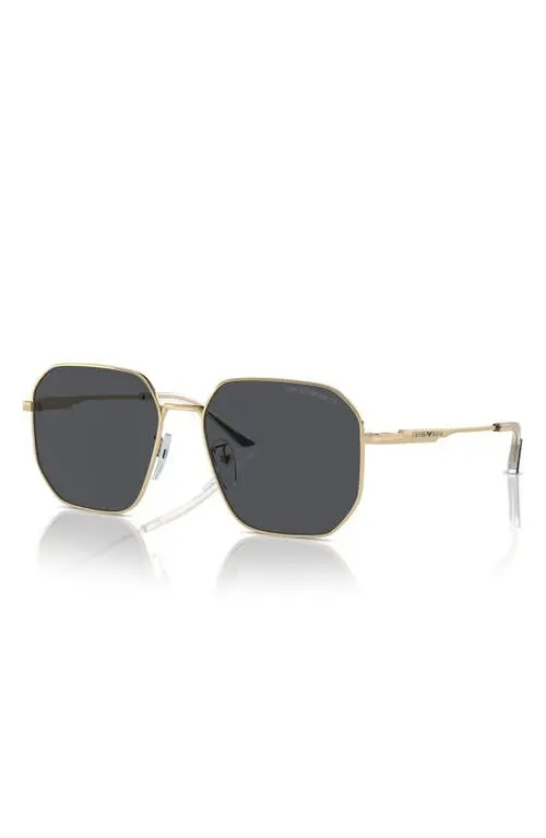 Emporio Armani 57mm Octagon Sunglasses - Shiny Pale Gold/dark Grey