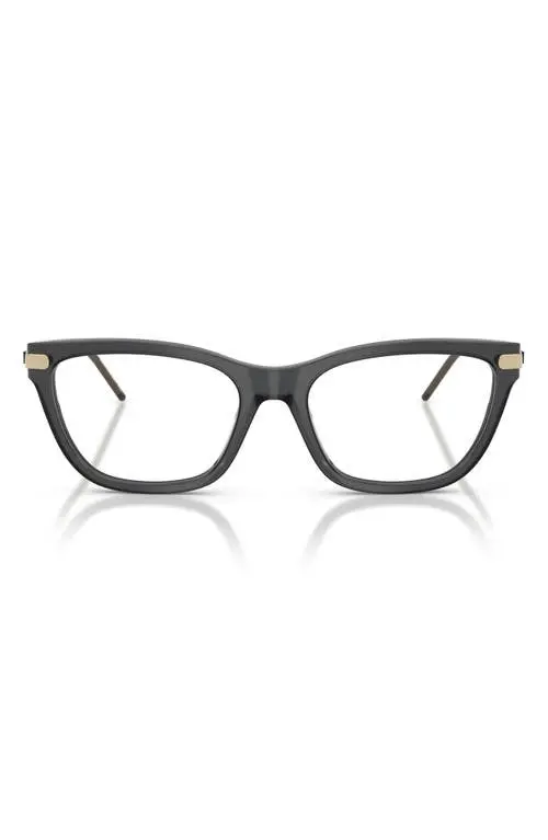 Emporio Armani 54mm Cat Eye Optical Glasses - Shiny Opal Black/demo Lens