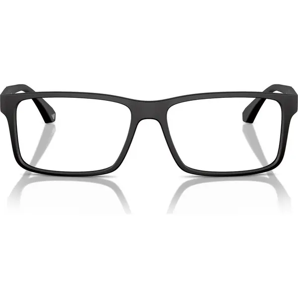 Emporio Armani 54mm Rectangle Eyeglasses - Rubber Black/demo Lens