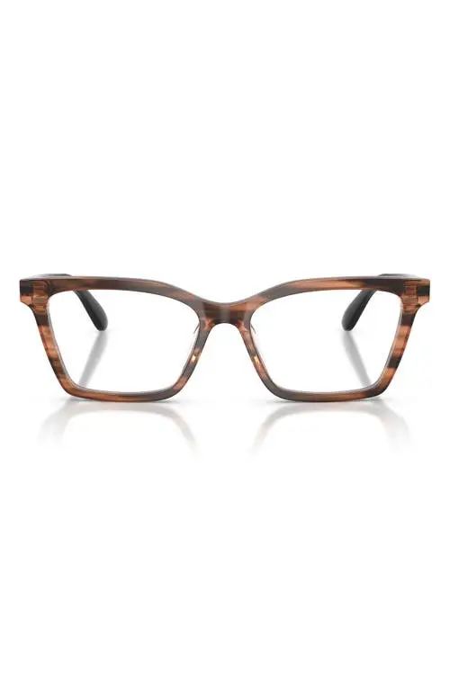 Emporio Armani 54mm Butterfly Eyeglasses - Striped Brown/demo Lens