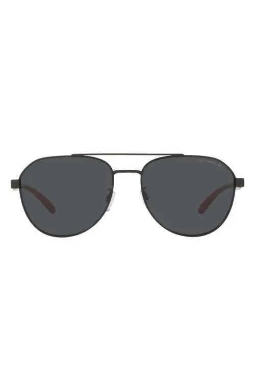 Emporio Armani 59mm Pilot Sunglasses - Matte Black/dark Grey