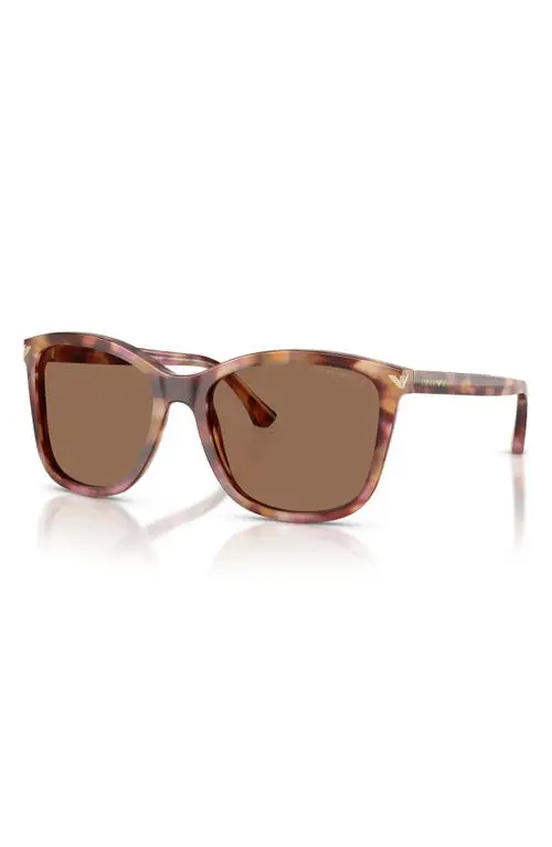 Emporio Armani 56mm Square Frame Sunglasses - Shiny Havana Red/dark Brown