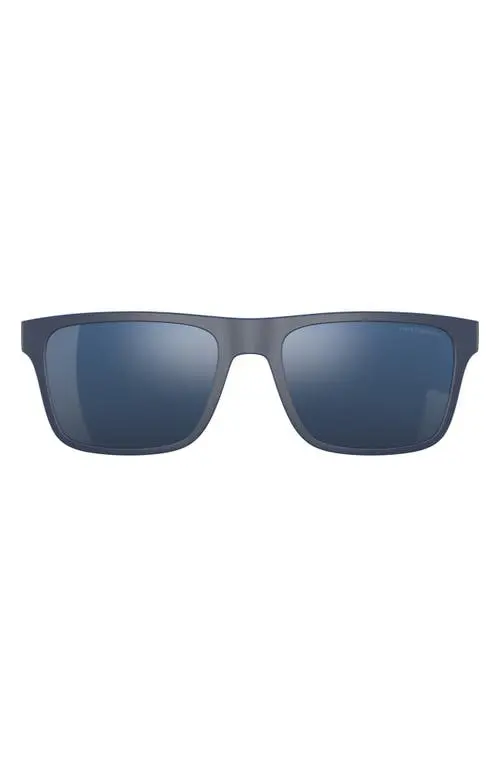 Emporio Armani 54mm Mirrored Rectangle Sunglasses - Matte Blue/blue Mirror Blue