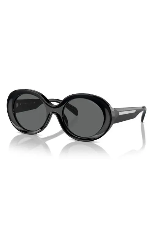 Emporio Armani 53mm Oval Full Rim Sunglasses - Shiny Black/dark Grey