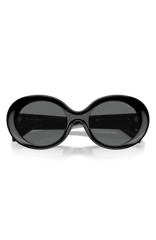Emporio Armani 53mm Oval Full Rim Sunglasses - Shiny Black/dark Grey