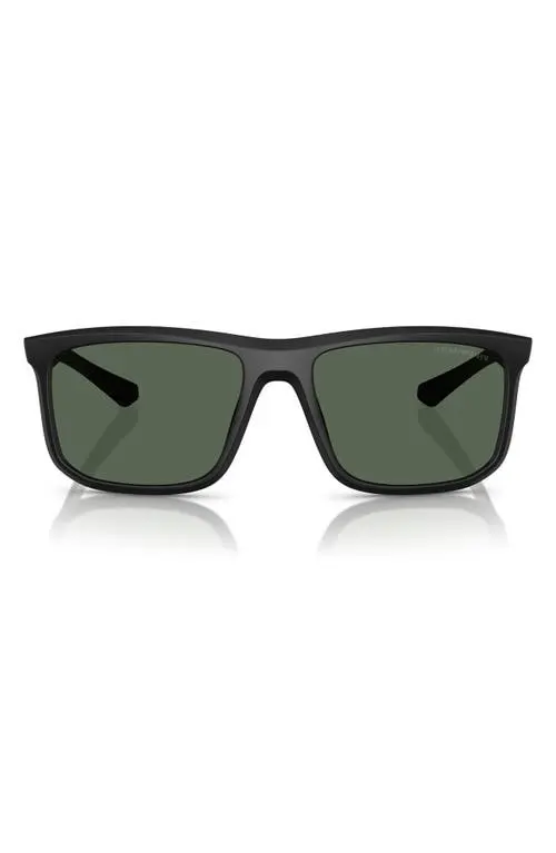 Emporio Armani 57mm Square Sunglasses - Matte Black/dark Green