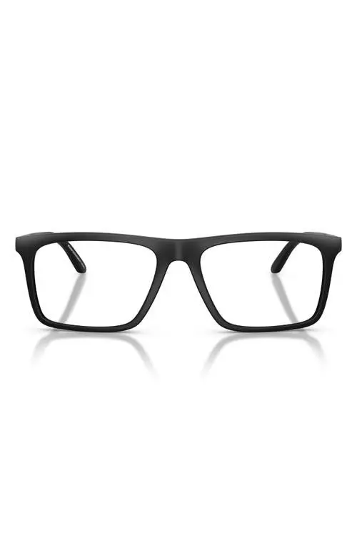 Emporio Armani 53mm Square Optical Glasses - Matte Black/demo Lens