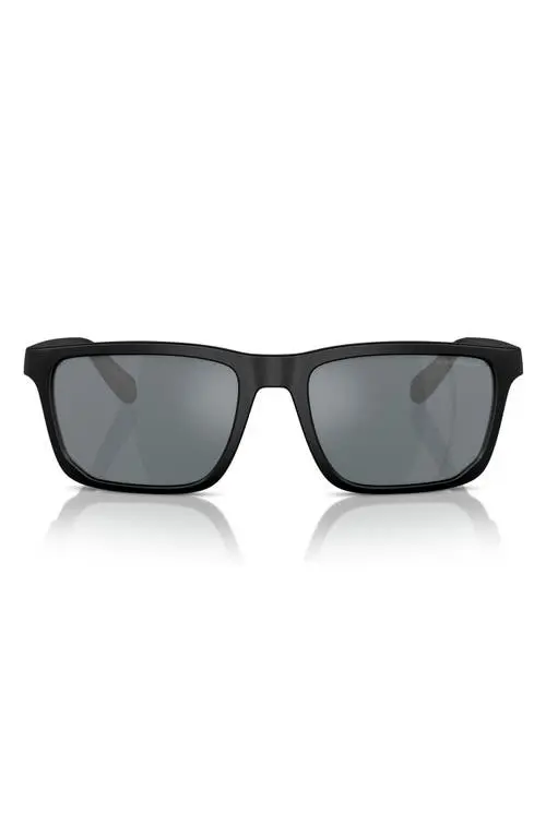 Emporio Armani 57mm Rectangle Sunglasses - Black/grey Mirror Black
