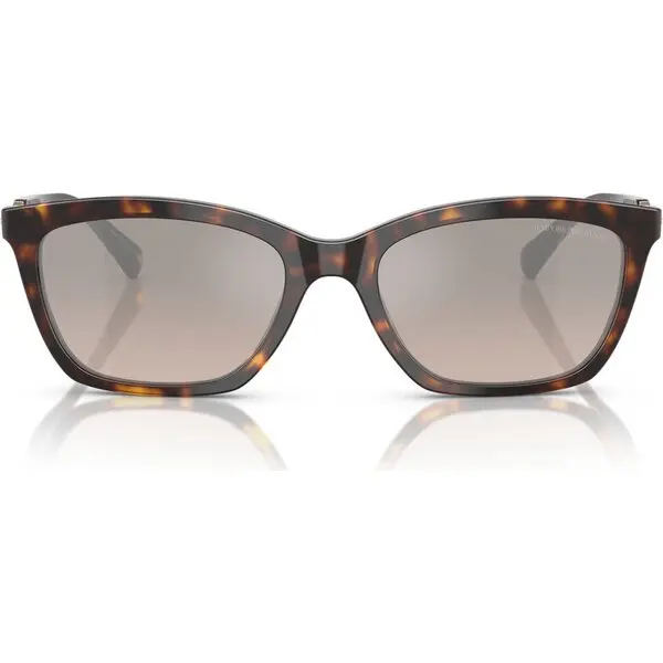 Emporio Armani 56mm Cat Eye Sunglasses - Havana/brown/grey Mirror