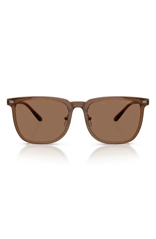 Emporio Armani 56mm Irregular Sunglasses - Shiny Brown/dark Brown