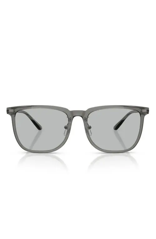 Emporio Armani 56mm Irregular Sunglasses - Shiny Grey/light Grey