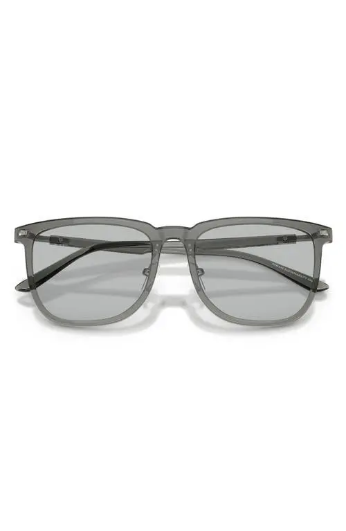 Emporio Armani 56mm Irregular Sunglasses - Shiny Grey/light Grey