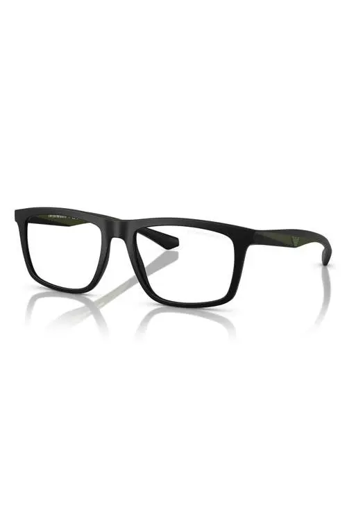 Emporio Armani 53mm Square Eyeglasses - Matte Black/clear