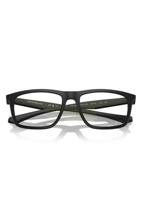Emporio Armani 53mm Square Eyeglasses - Matte Black/clear