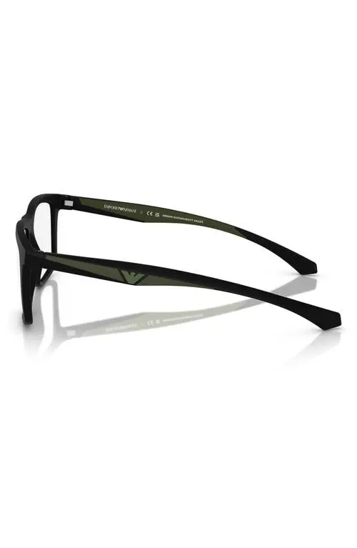 Emporio Armani 53mm Square Eyeglasses - Matte Black/clear