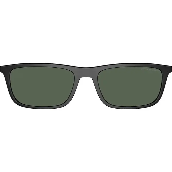 Emporio Armani 55mm Rectangular Sunglasses - Matte Black/dark Green