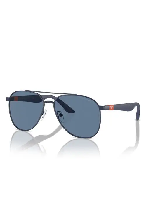 Emporio Armani 53mm Aviator Sunglasses - Matte Blue/dark Blue