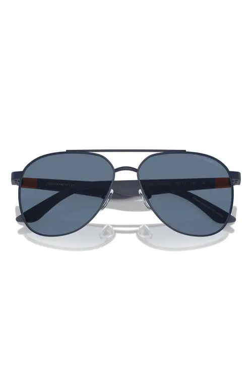 Emporio Armani 53mm Aviator Sunglasses - Matte Blue/dark Blue