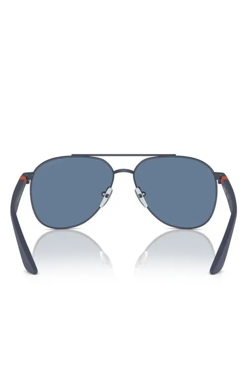 Emporio Armani 53mm Aviator Sunglasses - Matte Blue/dark Blue