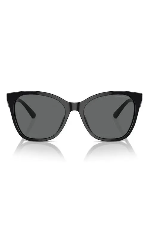 Emporio Armani 56mm Butterfly Sunglasses - Shiny Black/dark Grey