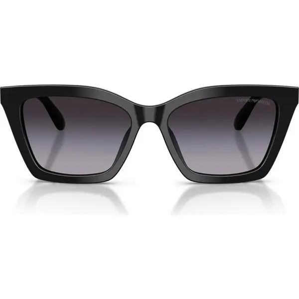 Emporio Armani 54mm Butterfly Sunglasses - Shiny Black/gradient Grey