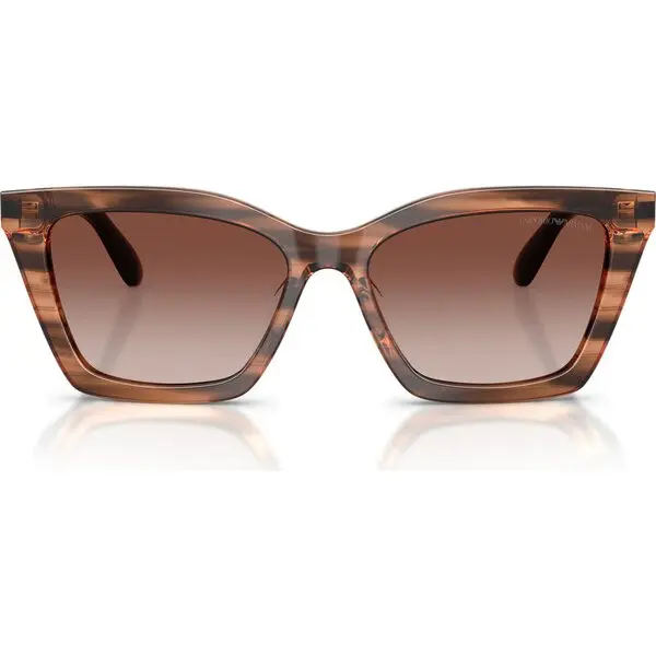 Emporio Armani 54mm Butterfly Sunglasses - Striped Brown/gradient Brown