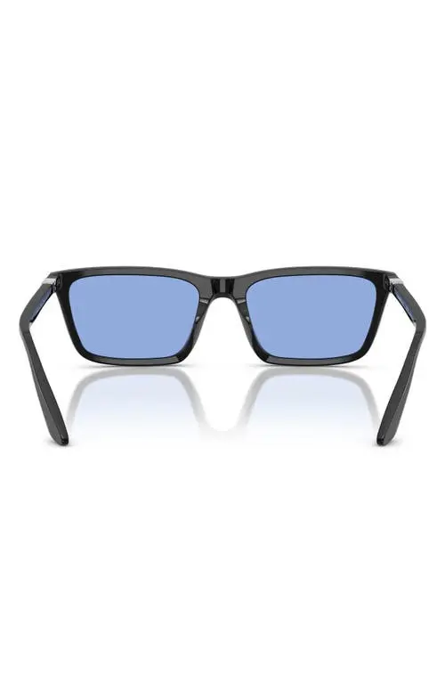 Emporio Armani 55mm Rectangle Full Rim Sunglasses - Shiny Black/blue